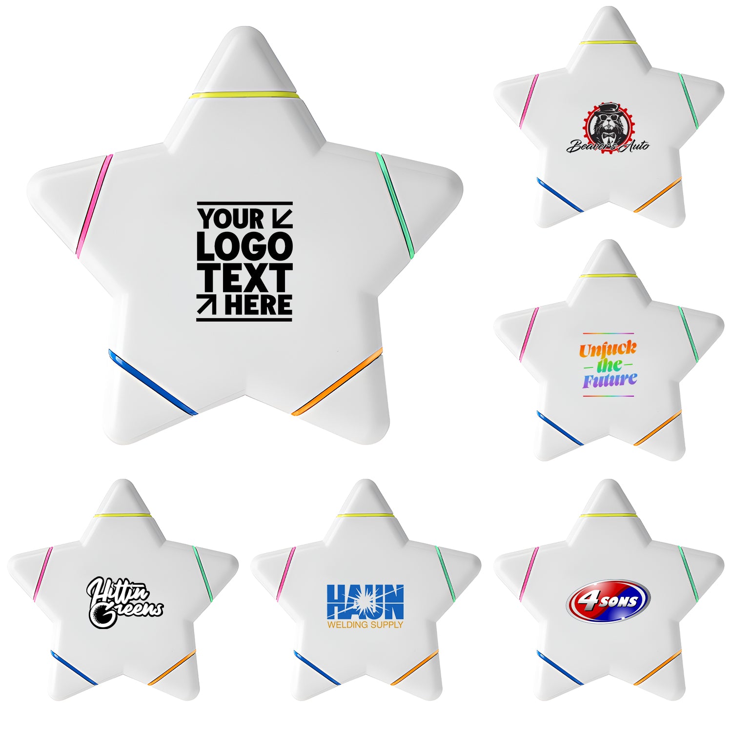 Custom 5-in-1 Promotional Imprinted Star Highlighters Pen For Gift