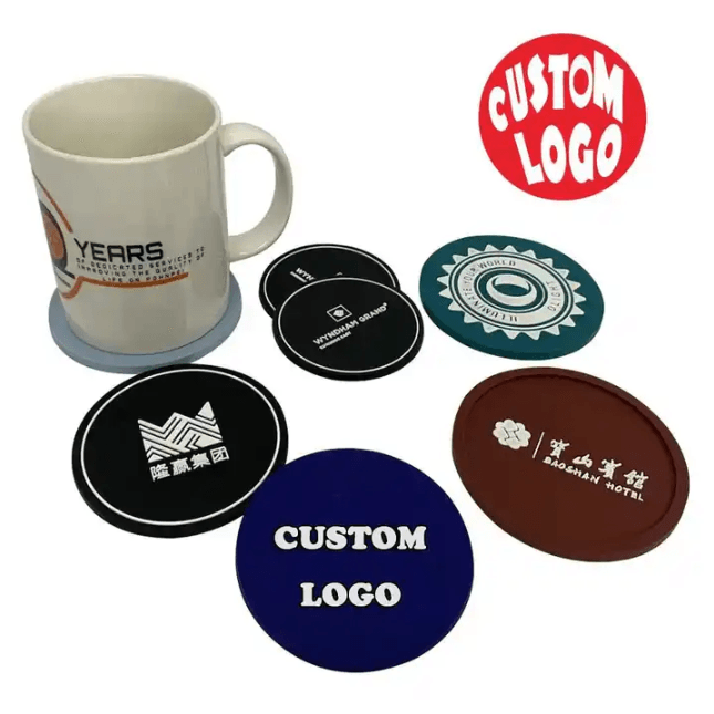 Custom Shape Rubber Coasters – Soft PVC Drink Coasters with Personaliz