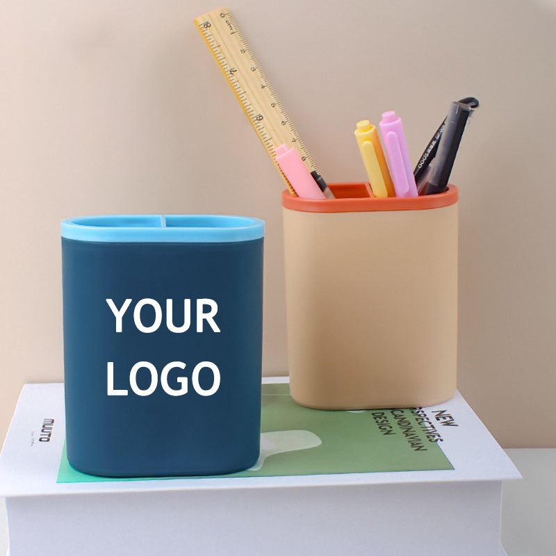 Custom Logo Pen Cup Personalized Desk Caddy Multi-Functional Box