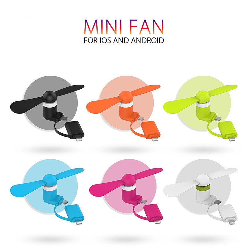 Custom Mini Phone Fan 2 in 1 Portable For Android and Iphone Device